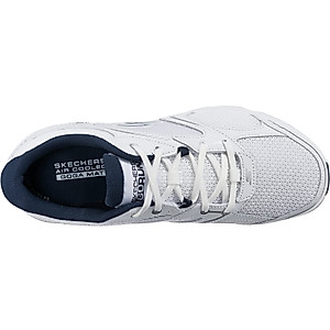 Skechers Men's GOrun Consistent-Athletic Workout Running Walking Shoe Sneaker with Air Cooled Foam, White/Navy, 7.5 X-Wide