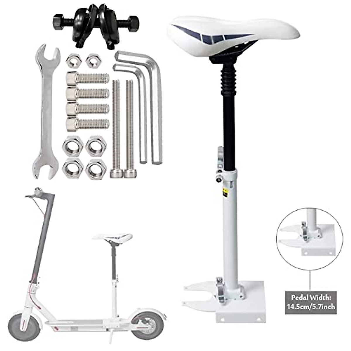 WELLSTRONG Electric Scooter Folding seat Universal seat Free Punch Saddle seat Replacement for Mijia M365,White