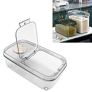 Rice Container, Transparent Rice Grain Storage Container Proof Food Bucket Container with Flip Lid Measuring Cup (5KG Transparent White) (Color : 10kg Transparent White)