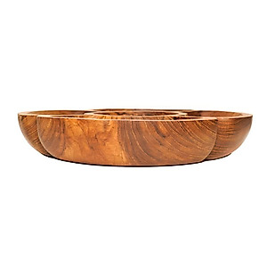 Rainforest Bowls Huge 16" Javanese Teak Wood Chip & Dip Divided Serving Set Platter- Ultra-Durable, Heirloom Piece Lasts a Lifetime- Exclusive Luxury Custom Design Handcrafted by Indonesian Artisans