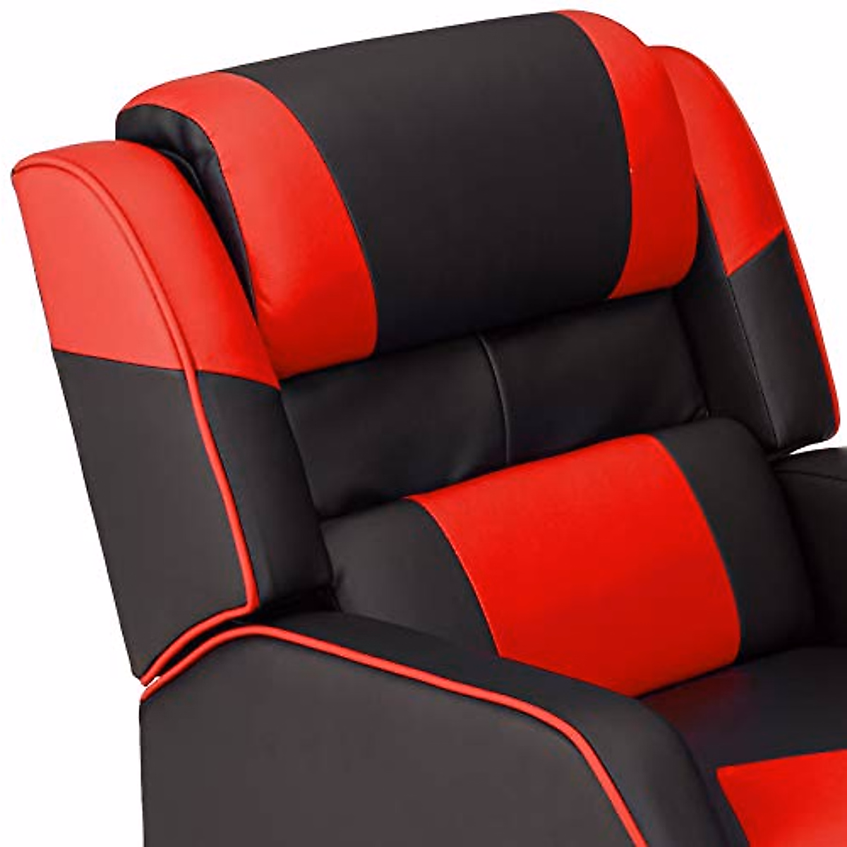 Amazon Basics Kids/Youth Gaming Recliner with Headrest and Back Pillow, Ages 3+, Black/Red