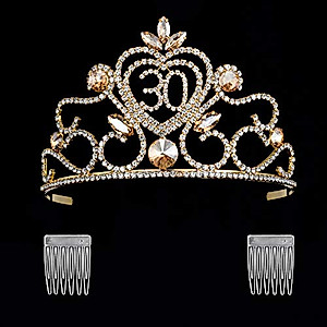 YZHSTONE Women 30th Birthday Tiaras Crown Gold Metal Rhinestone Crystal Birthday Queen Tiara Crowns 30 Birthday Crowns Tiaras Princess Girls 30th Birthday Queen Crown Tiara