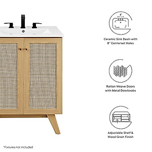 Modway EEI-6713-OAK-WHI Soma 24” Bathroom Vanity, Oak White