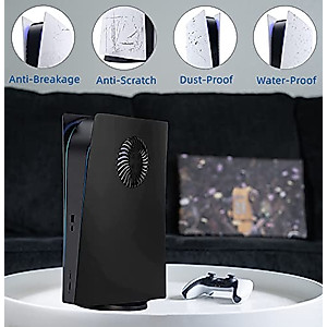 Digital Edition Face Plates with Cooling Vents Cover Shell Panels for PS5 Console, Playstation 5 Accessories Protective Replacement Faceplate (Digital Black)