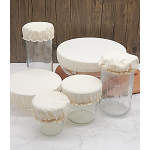 4 Pack sourdough bowl cover, Organic Reusable Cloth bowl cover for proofing, fits 5”-8.5” Diameter bowl and Jar mouth - Unbleached, Perfect for Fermentation Jars (4 Pack - Large)