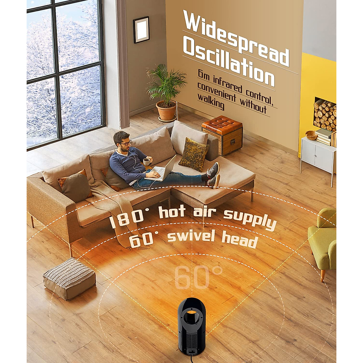 WAPEMORK Space Heater for Personal Use, Portable Indoor Electric Heaters, Small Bladeless Heater Fan with Adjustable Comfort Control Thermostat, Safe and Quiet for Bathroom Office Desk Baby Room (Black)