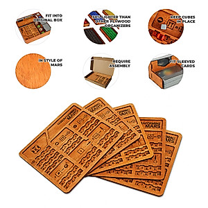 SMONEX Assembled Wooden Organizer Suitable for Board Game Terraforming Mars - Organizer with Player Boards for Storage Full Terraforming Mars Expansions