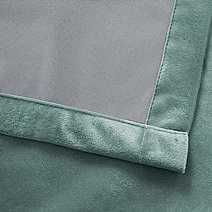 IOFRYION 100% Blackout Curtains for Bedroom Thermal Room Darkening Curtains Velvet Curtain Panels with Grey Liner Privacy Grommet Window Drapes for Living Room 2 Panels Set, 52×96 Inch, Sage Green
