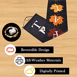 Tatuo 3 Pcs Lighted Halloween Reversible Banner Happy Fall Harvest and Halloween Trick or Treat Witches Banner Thanksgiving Day Halloween Party Porch Sign Hanging Sign for Fall Decorations Outdoor