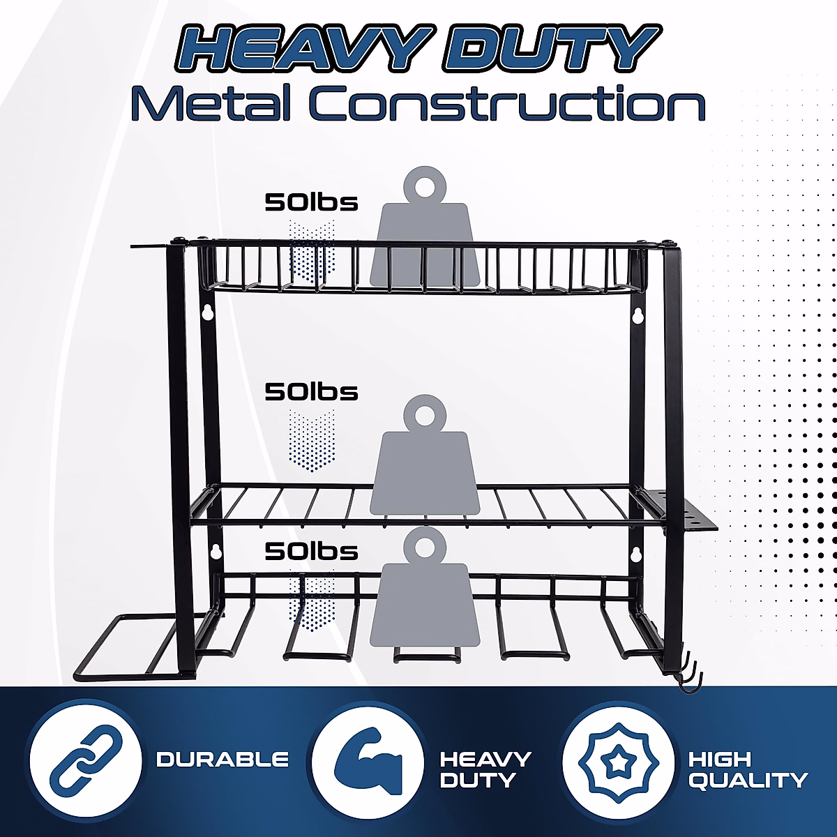 LORO ESSENTIALS Power Tool Organizer for Tool Storage - Garage Storage Tool Organizer Wall Mount - Storage Rack for Cordless Drill Holder - Heavy Duty Shelving with Tool Box Holder and Battery Holder