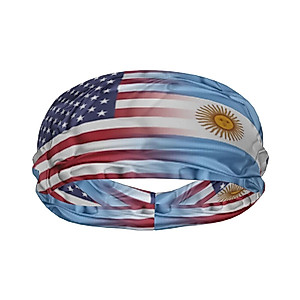 USA and Argentina Flag Sports Headbands Unisex Yoga Non-Slip Quick-Drying Workout Hairband