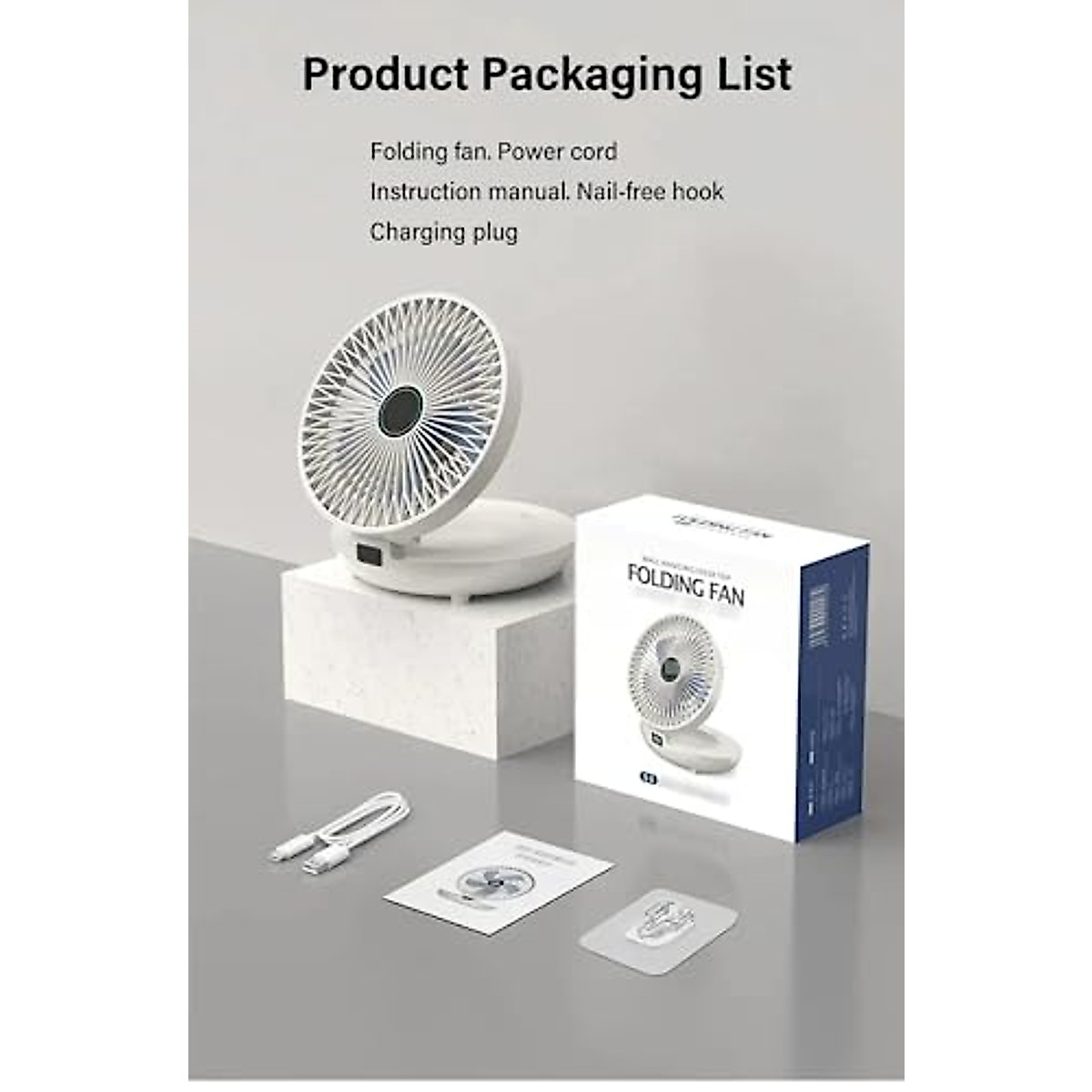 Household Dual-use Kitchen Fan - Portable Powerful Table Fan Wall-mounted Fan, 3 Speed Wind 120° Rotate Desktop Fan, Adjustment Table Fan for Kitchen Home (White (Straight Plug-Not Rechargeable))