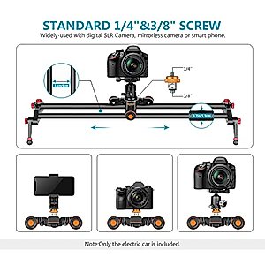 Neewer 3-Wheels Wireless Video Camera Dolly, 3-Speed Motorized Electric Track Rail Slider Dolly Car with Remote Control, Compatible with DSLR Camera, Camcorder, Gopro, iPhone, and Android Smartphone