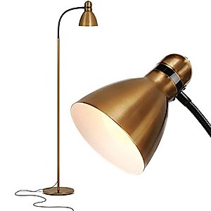 Brightech Avery Floor Lamp, Dimmable Standing Lamp with Sturdy Base for Bedroom Reading, Modern LED Lamp for Living Rooms, Tall Tree Lamp for Offices, Great Living Room Decor - Brass