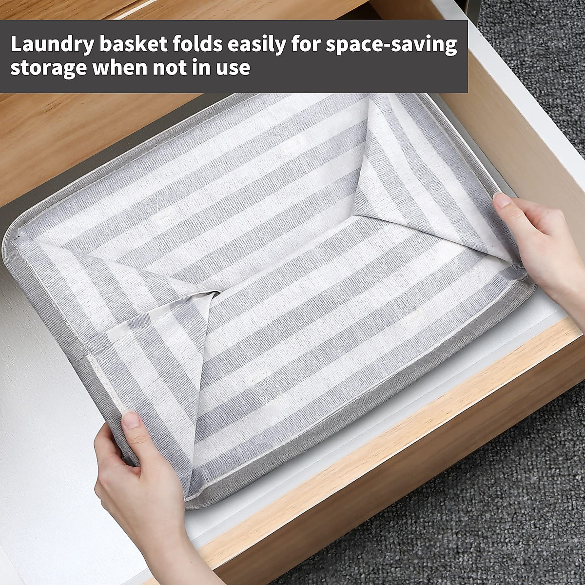 WOWBOX 75L [2 Pack] Laundry Baskets, Freestanding Laundry Hamper with Long Reinforced Handles, Large Waterproof Clothes Hamper Organizer, Collapsible Lightweight Hampers for Laundry, Clothes,Toys,Grey