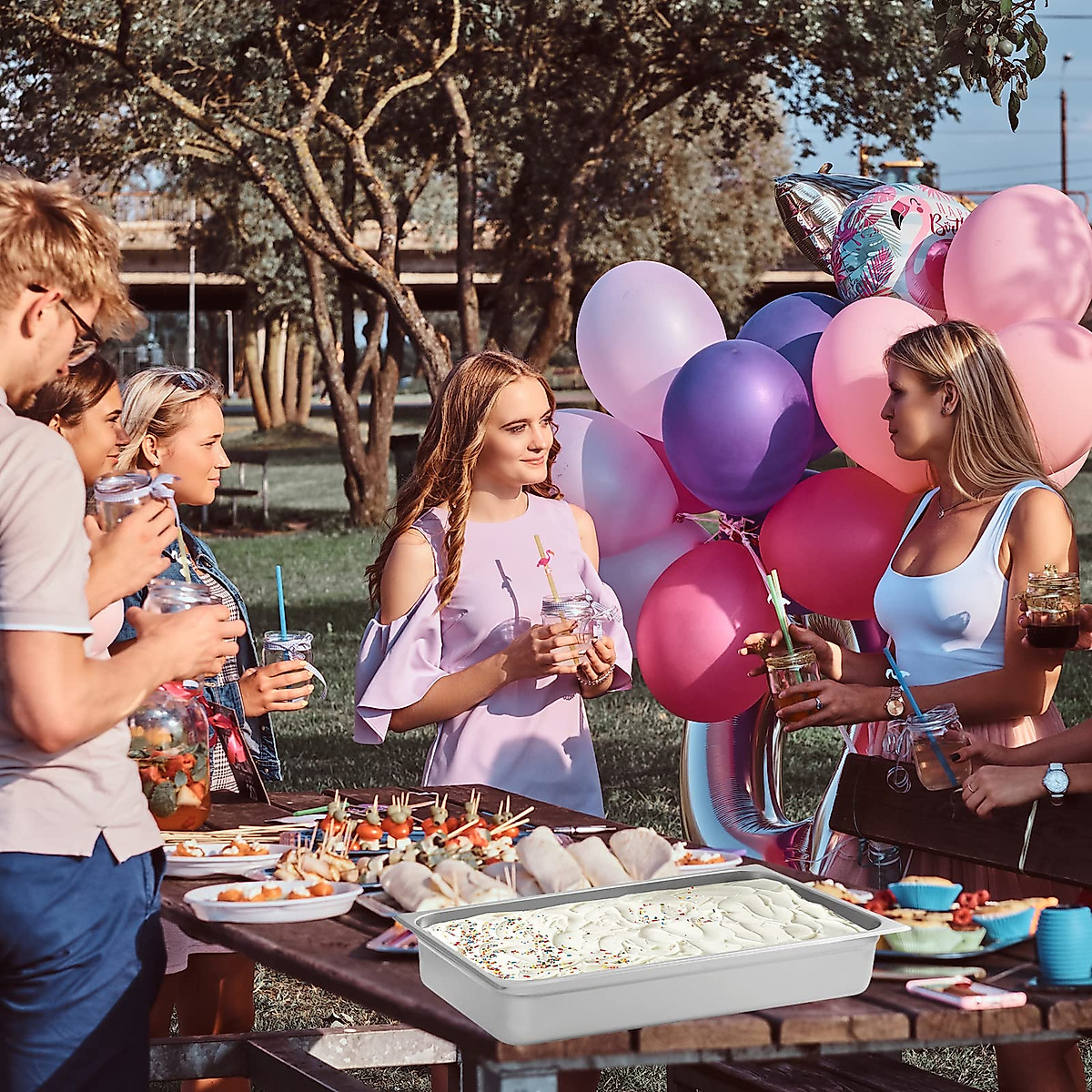 Kweetle 4 Pack Hotel Pan 4" Deep Steam Table Pan Full Size with Lid 20.9 x 12.8 x 4 inch Hotel Pan Steam Table Pans Commercial Hotel Pan Stainless Steel（4 PCS）