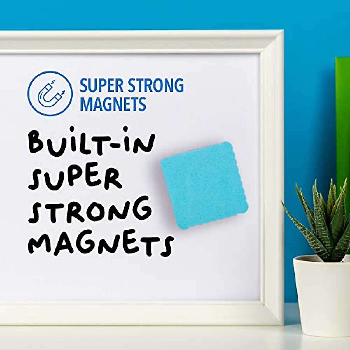 Impresa Mini Magnetic Dry Erase Erasers for Kids and Adults - 12 Pack - Whiteboard Erasers for School, Home, and Office - Classroom Supplies (2x2 Inches)
