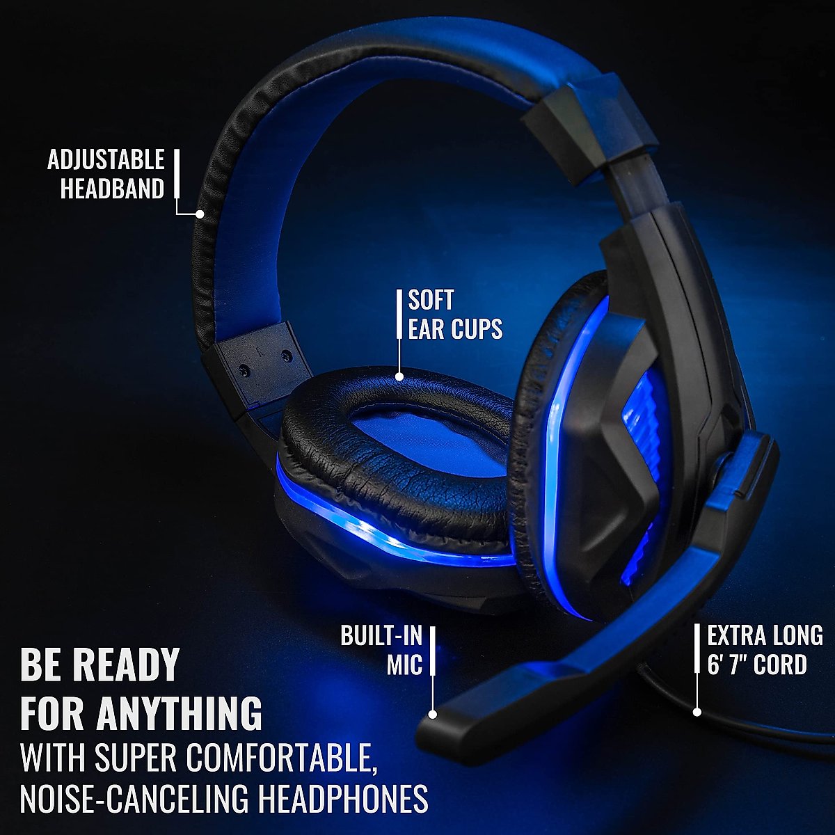 RitzGear Blue Gaming Kit I 4-in-1 LED Combo with Multimedia Keyboard, Optical Mouse, Mouse Pad & Headset with Adapter with CR4-X 4" Monitors and 24 Pack Acoustic Soundproof Wedge Panels