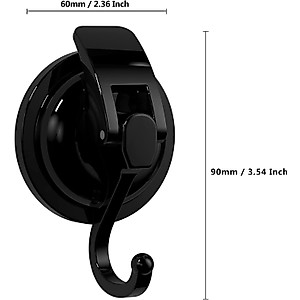 SOCONT Suction Cup Hooks for Shower, Heavy Duty Vacuum Shower Hooks for Inside Shower, Matte Black-Plated Plished Super Suction for Kitchen Bathroom Restroom, 8 Pack