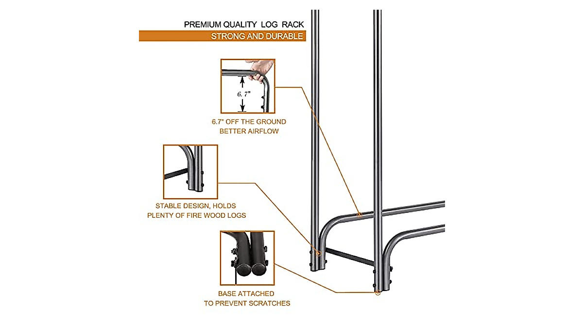 Emalie 8ft Firewood Log Rack w/ Cover & Tote - Outdoor/Indoor