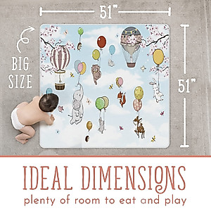 Splat Mat Under High Chair Splash Mat - 51" Floor Protection SI Anti-Slip Waterproof Washable High Chair Mat Multipurpose Table Cloth Portable Picnic Play Mat with Early Education Pattern Splash Mat