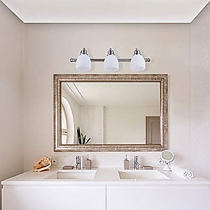 Globe Electric 51229 Jayden 5-Piece All-in-One Bathroom Set, Satin Nickel, 3-Light Vanity Light with White Opal Glass Shades, Towel Bar, Toilet Paper Holder, Towel Ring, Robe Hook