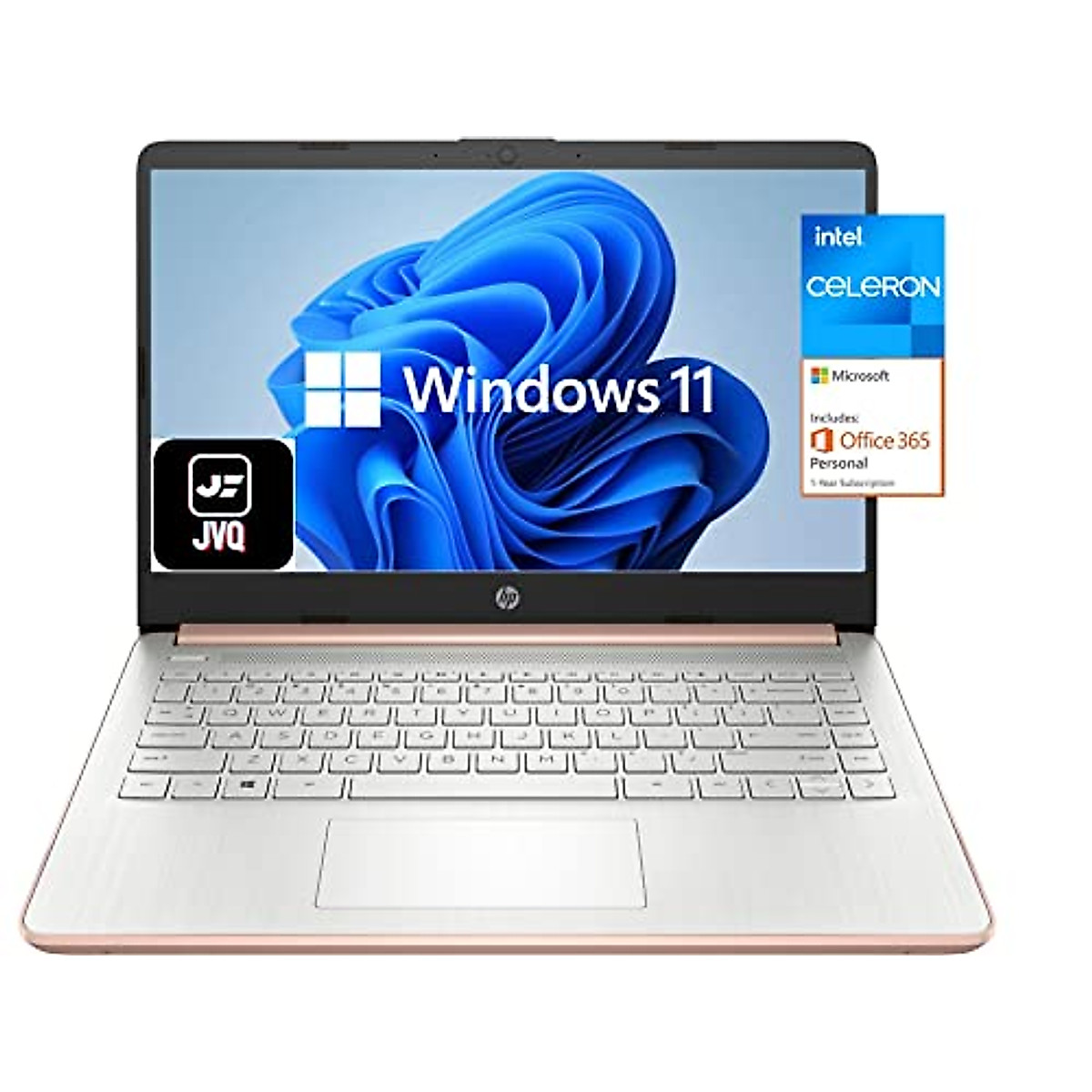 2022 Newest HP Stream 14" HD Laptop, Intel Celeron N4020(up to 2.8GHz), 16GB RAM, 320GB Space(64GB eMMC+256GB Card), 1-Year Office 365, WiFi, HDMI, USB-C, Webcam,Bluetooth,Windows 11S,Rose Gold+JVQ MP
