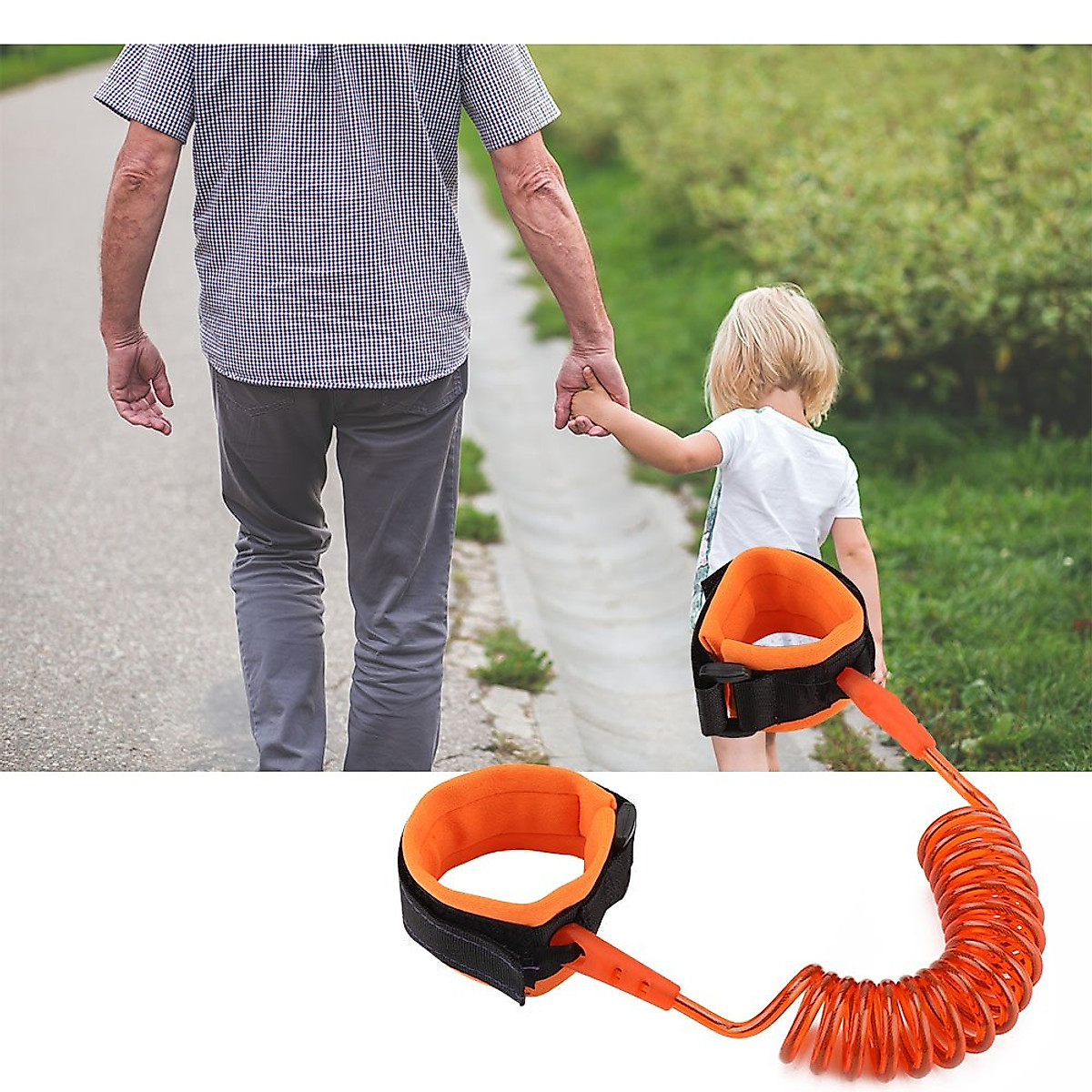 Anti Lost Wrist Link, Toddler Wrist Leash, Child Safety Wrist Leash, Anti Lost Rope Walking Harness for Kids, Maximum Length 1.5m (Blue+Orange)