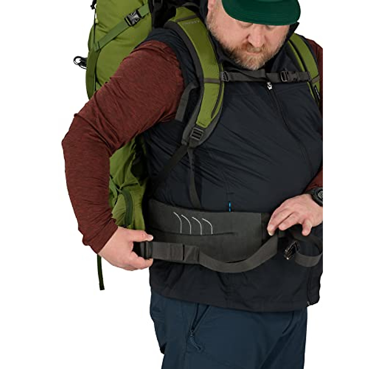 Osprey Aether 65L Men's Backpacking Backpack, Garlic Mustard Green, Extended Fit, Small/Medium