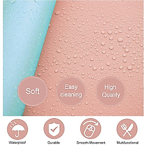 SUJAYU Dual Sided PU Leather Desk Pad, Mouse Pad, Office Desk Mat, Non-Slip Laptop Desk Pad, Waterproof Desk Writing Pad for Office and Home (23.6" x 11.8", Pink+Light Blue)