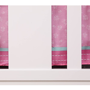 Sweet baba Luxury 4 Piece Elephant Crib Bedding Set,Pink Crib Set for Baby Girls(Brids/Flowers),Microfiber Printed Nursery Bedding Set with Comforter/Skirt/Crib Sheet/Blanket