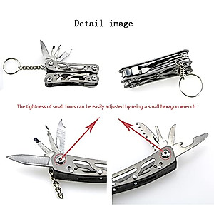 Mini Multitool Outdoor Small Pliers,Pocket Multitool Mini Pliers With Knife,Smart Plier,Bottle Opener,Double-sided polishing multools,15 In 1 Stainless Steel Accessible Tools(Grey)