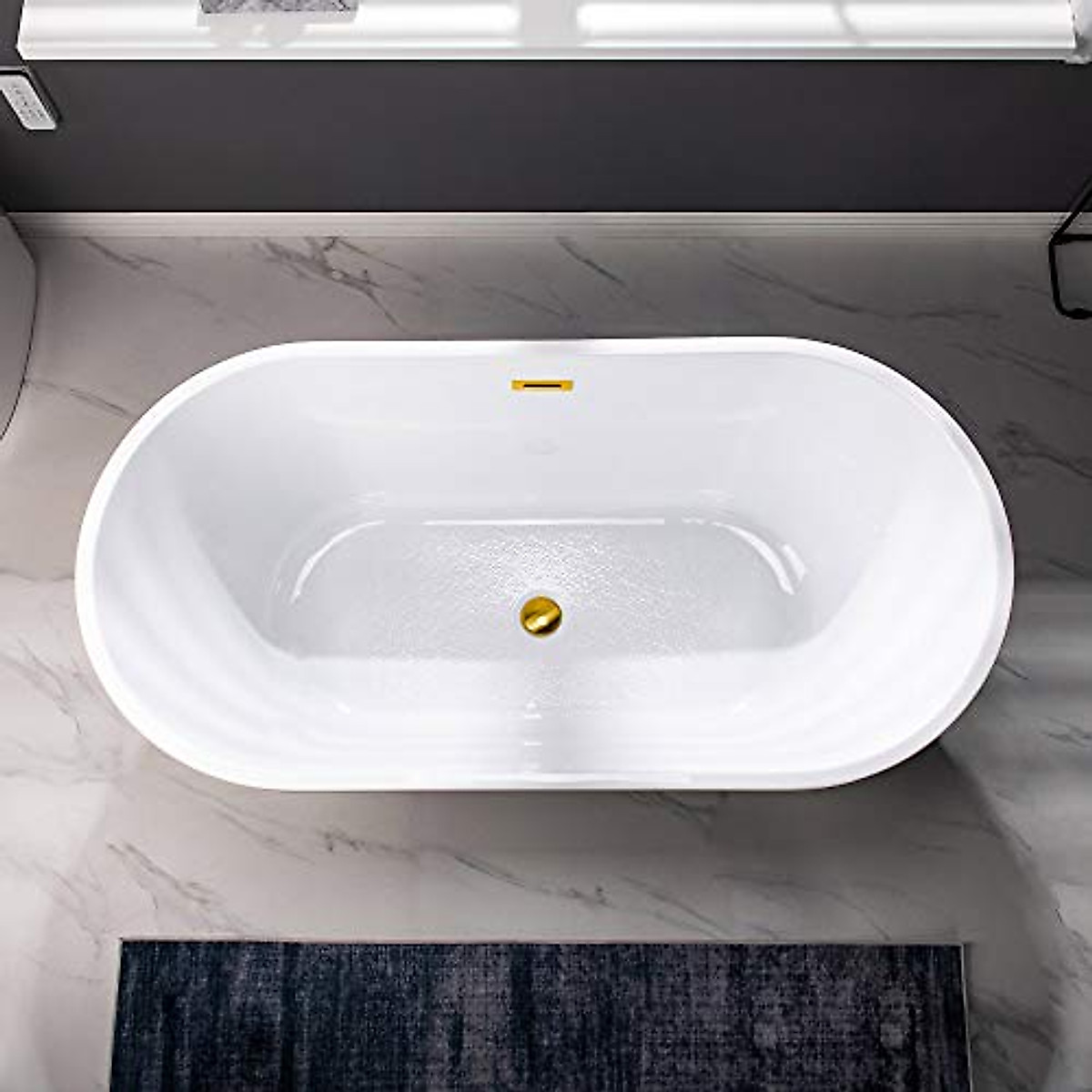 WOODBRIDGE 59" BTA1514-BG-Drain &O+ Pillow Bathtub, Brushed Gold