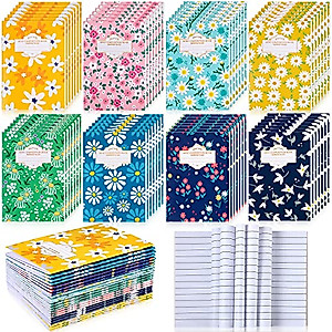 Geelin 56 Pcs Mini Notebooks for Kids Small Composition Books Bulk Assorted Mini School Supplies Small Pocket Notepad for Students Kids, 8 Styles (Floral Style)