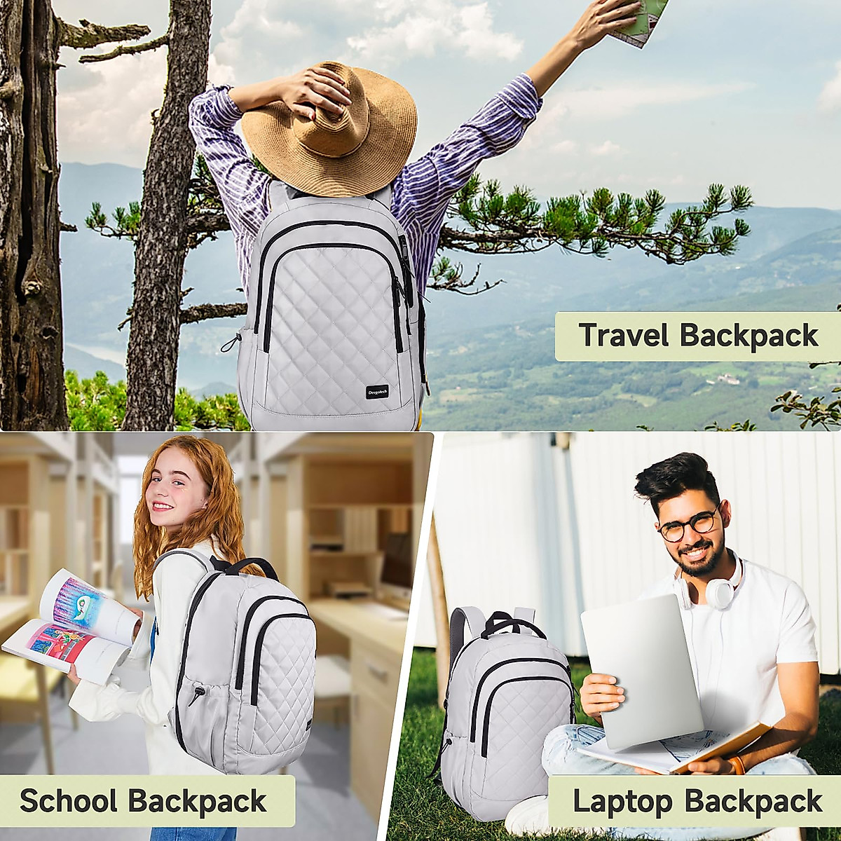 Deegotech 40L Travel Backpack for Women Airline Approved Carry On Backpack, Water Resistant Lightweight Large Travel Backpack for Clothes Personal Item, fit 17inch Laptop, College School Bookbag, Pink