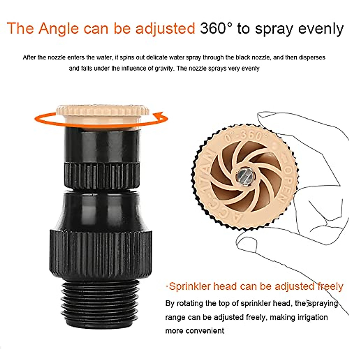 Bonseor 360° Rotation Auto Irrigation System Garden Lawn Sprinkler Patio, Garden Sprinkler Lawn Sprinkler, 90°/180°/360°, Adjustable at Will for Outdoor Grass Garden Yard Lawns (5 PCS)