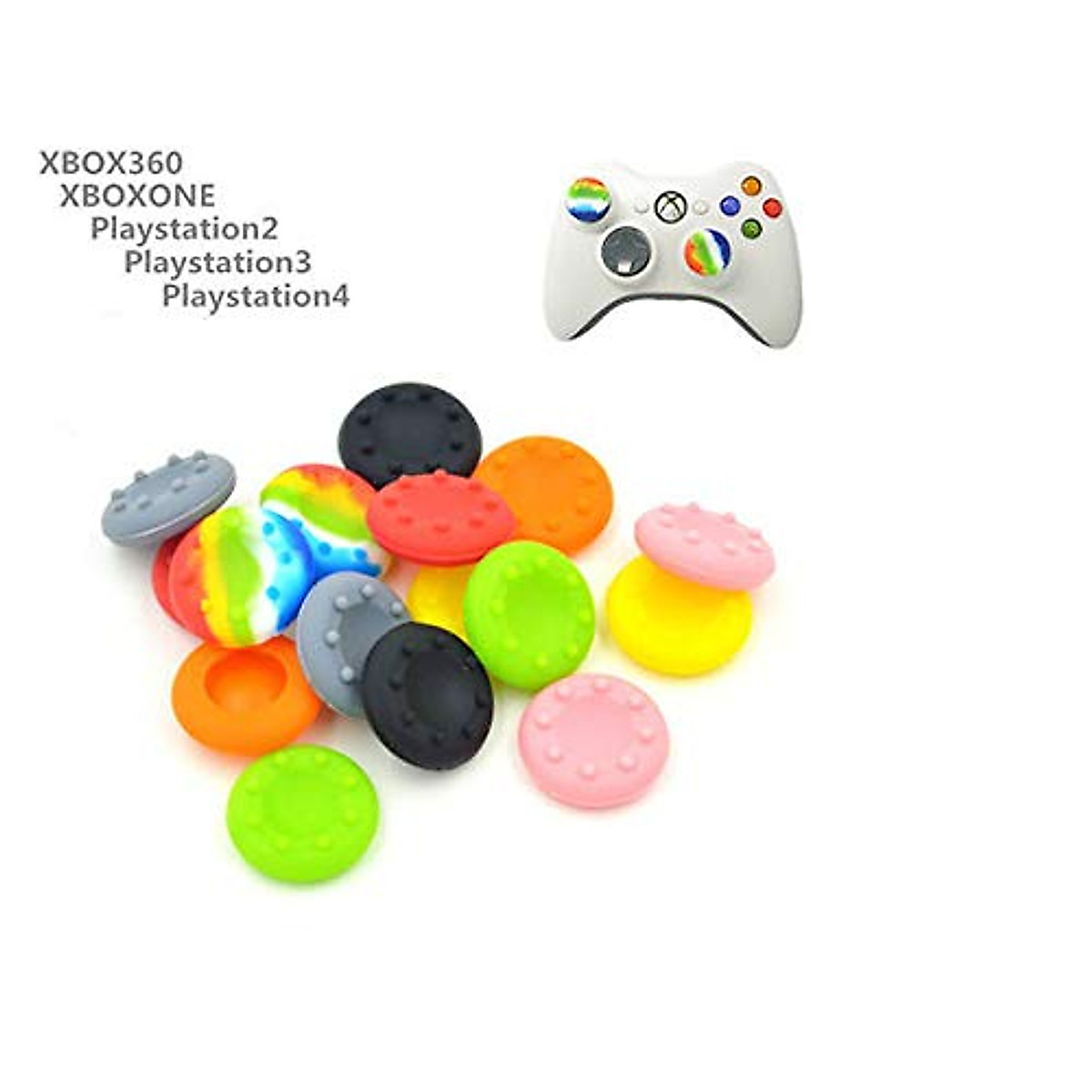Neuvikter 4 Pcs for PS4 PS3 PS2 Xbox 360 ONE Controller Rubber Silicone Cap Thumbstick Thumb Stick X Cover Case Skin Joystick Grip Grips (Black)