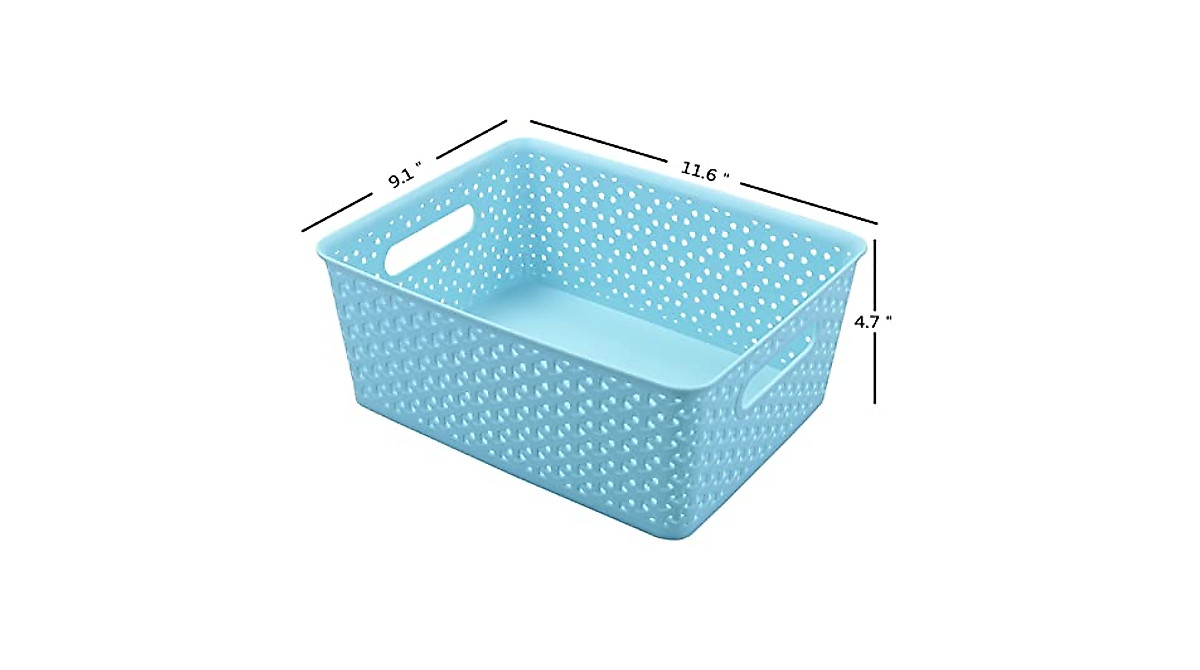 Rinboat 4-Pack Colored Plastic Storage Baskets - Organize Your Home