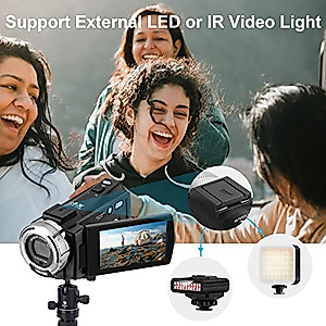 DEGIPO Video Camera 1080P 30FPS Camcorder Digital Camera Recorder Full HD 30MP 3.0 Inch 270 Degree Rotation LCD 16X Digital Zoom Night Vision Camcorder Camera with 2 Batteries(Black)