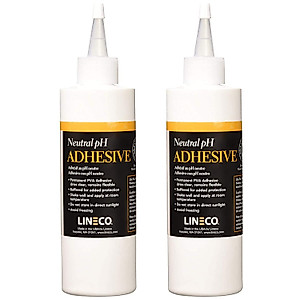 Lineco Neutral pH Adhesive, Acid-Free Dries Clear, PVA Formula Material Dries Quick Water Soluble Flexible When Dried, 8 Ounces, Used for Book Binding and Other Paper Projects (Pack of 2, White)