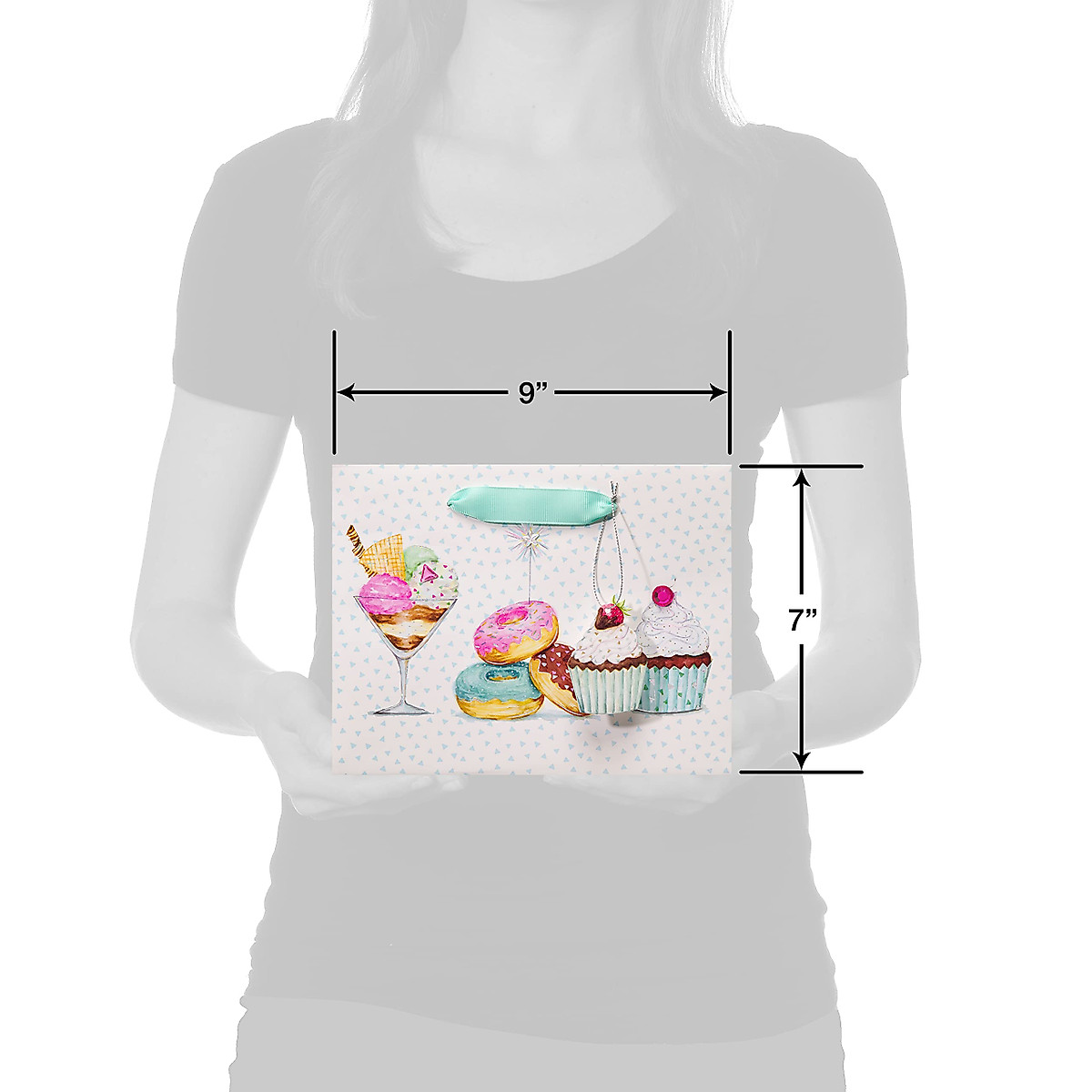 Papyrus Gift Bags - Designed by Bella Pilar (Desserts) for Birthdays, Bridal Showers, Baby Showers and All Occasions (2 Bags, 1 Large 13", 1 Medium 9")