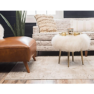 Unique Loom Chateau Collection Distressed, Textured, Vintage, Border, Rustic, Traditional Area Rug, 5 ft x 8 ft, Beige/Light Brown