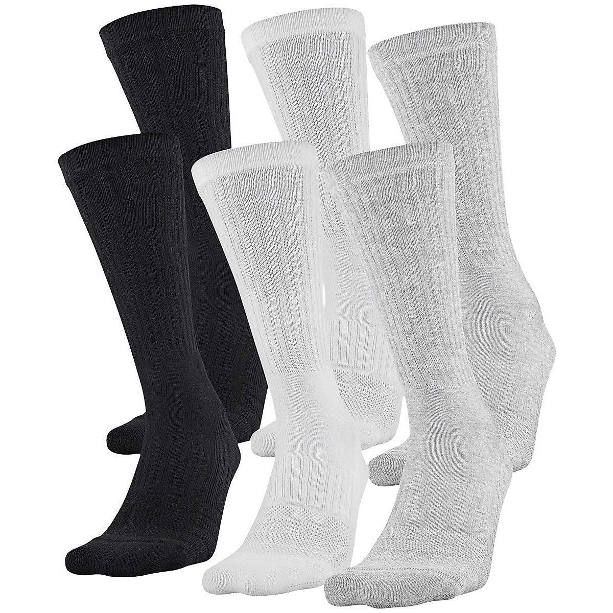 Under Armour Adult Training Cotton Crew Socks, Multipairs , True Gray Heather 2 (6-Pairs) , X-Large