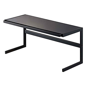 YAMAZAKI home 4481 Expandable Support Rack-Kitchen Storage Shelf Organizer, One Size, Black