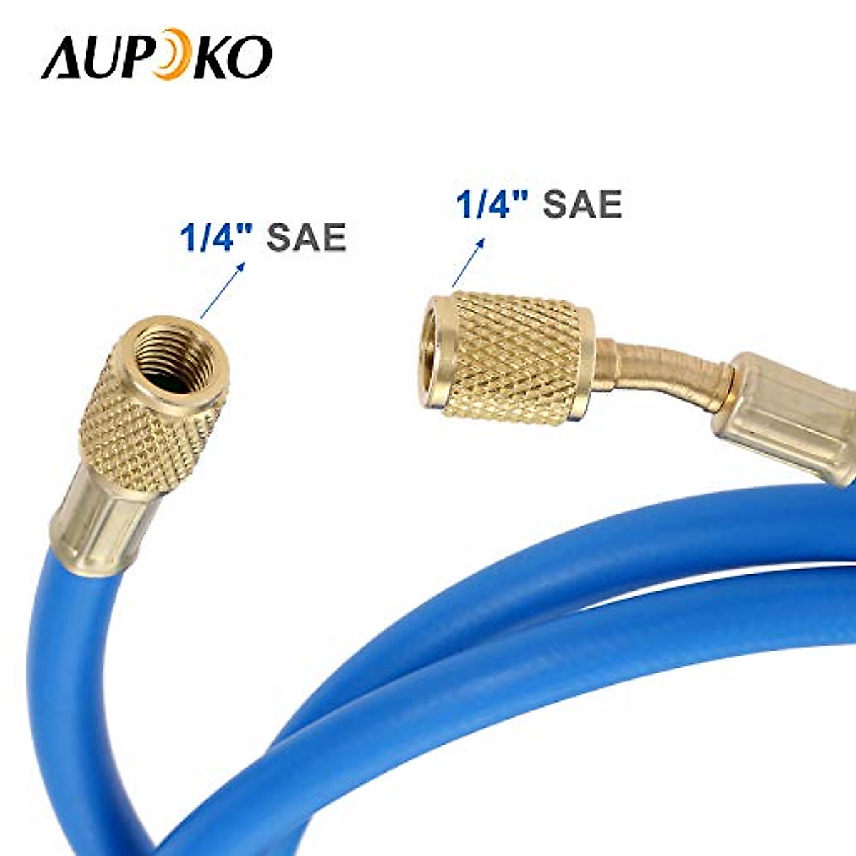 Aupoko R410A AC Refrigerant Charging Hoses, 60’’ R410A HVAC Charging Hose with 1/4’’ SAE Flare, with 800 PSI Working Pressure for R410A R22 R134A R12 R502 Air Condition System