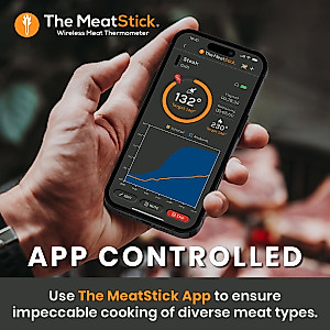 MeatStick Xtender Set (Red) | Smart Meat Thermometer with Bluetooth | 300ft Wireless Range | for BBQ, Kitchen, Smoker, Air Fryer, Deep Frying, Oven, Sous Vide, Grill, Rotisserie