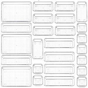 25 PCS Clear Drawer Organizers,4-Size Plastic Versatile Bathroom and Vanity Drawer Organizer Trays,Tool Drawer Organizers Storage Bins for Makeup,Bedroom,Kitchen Gadgets Utensils and Office