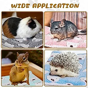 Tuanse 4 Pack Guinea Pig Bed Mat Bedding Rabbit Winter Bed Pad for Indoor Warm Small Animal Mattres Fleece Sleeping Pad for Hedgehogs Bunny Ferrets Hamster(Bear,13 x 10 Inch)