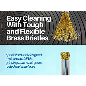 Artman Instruments Bur Cleaning Brass Wire Brush Dental Nail Cleaning Bit Cleaning Bur Cleaning Brush Copper Bristles Adjustable Length
