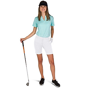 Three Sixty Six Womens Bermuda Golf Shorts 8 ½ Inch Inseam - Quick Dry Active Shorts with Pockets, Athletic and Breathable Ice White